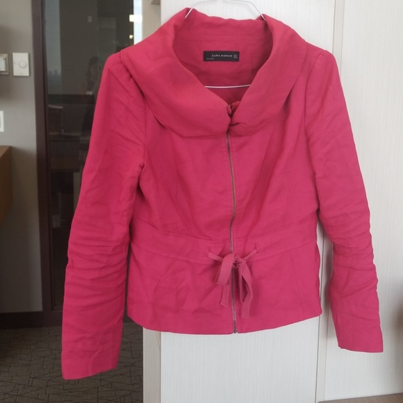 Zara | Jackets & Coats | Zara Pink Zip Jacket Size Medium | Poshmark